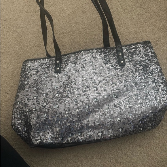Bags | Silver Sequin Tote Bag | Poshmark